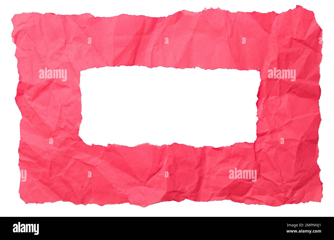 Red crumpled texture paper frame with torn edges for page background ...