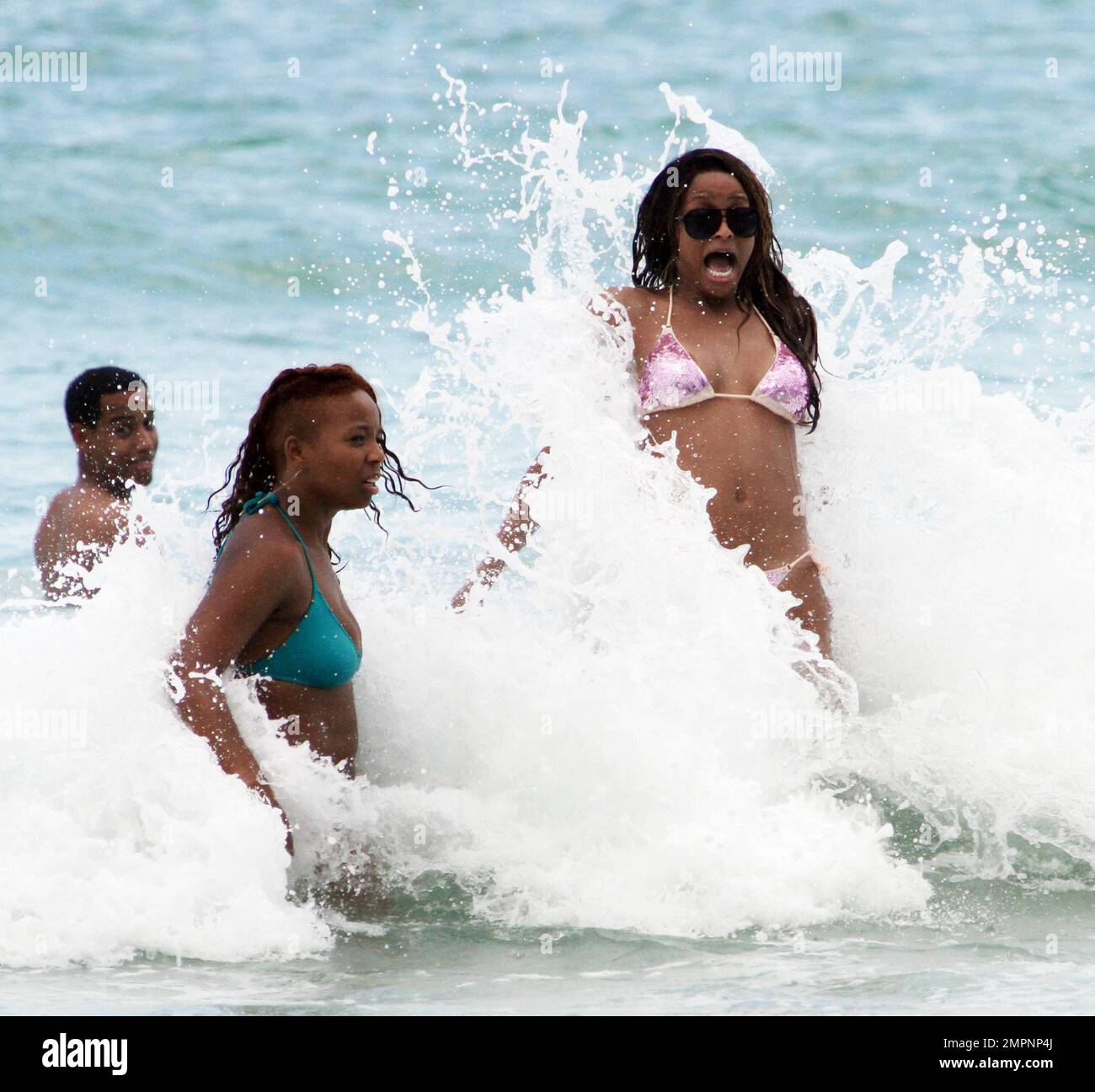 Beautiful singer Ciara nearly had a wardrobe malfunction today. While playing in the strong ...