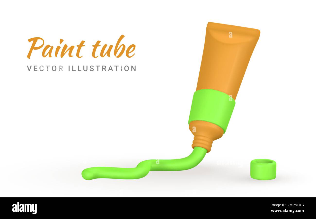 3d realistic paint tube in cartoon style. Vector illustration Stock ...