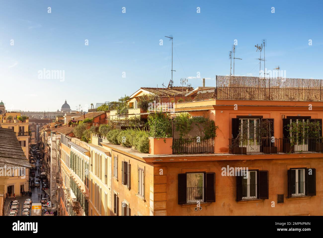 Residential Apartment Buildings in Downtown City of Rome, Italy Stock ...