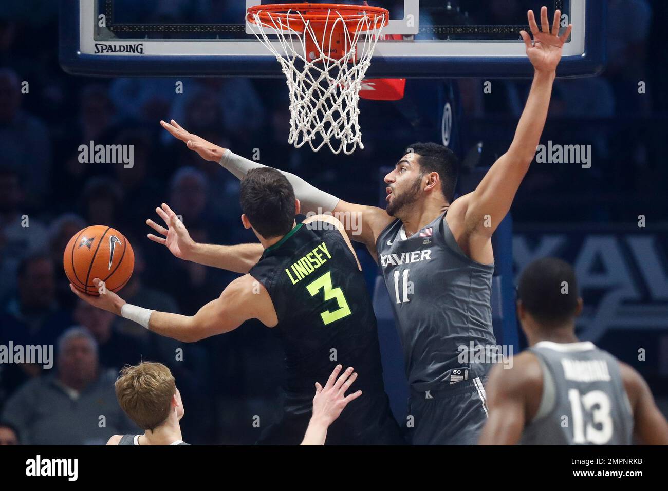 Baylor's Jake Lindsey (3) shoots against Xavier's Kerem Kanter (11) in ...