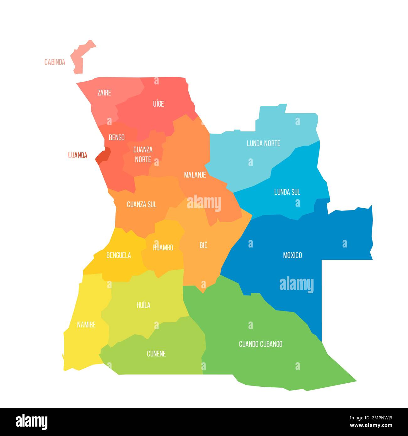 Angola political map of administrative divisions Stock Vector Image ...