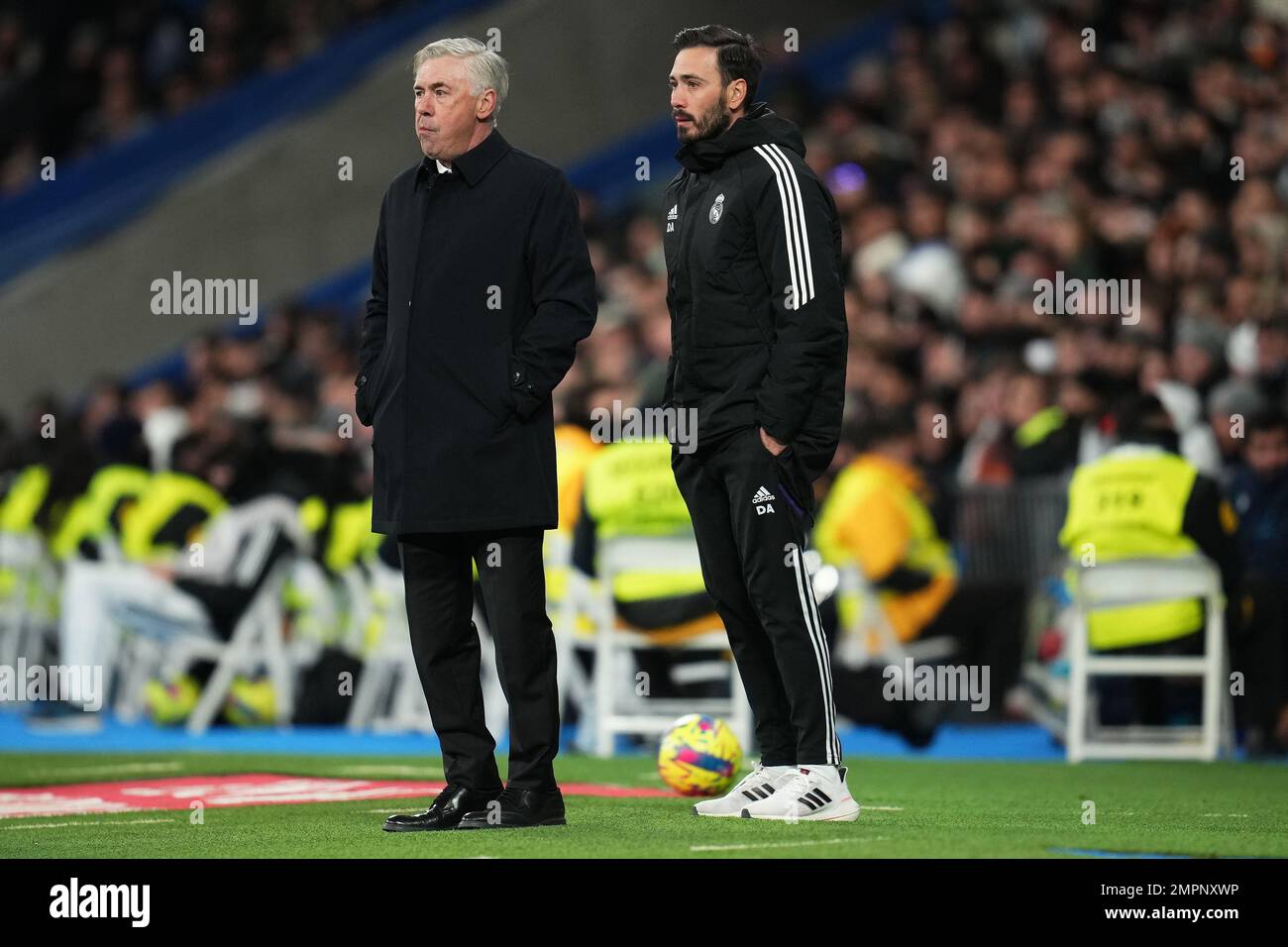 Real Madrid head coach Carlo Ancelotti and his son and assistant Davide ...