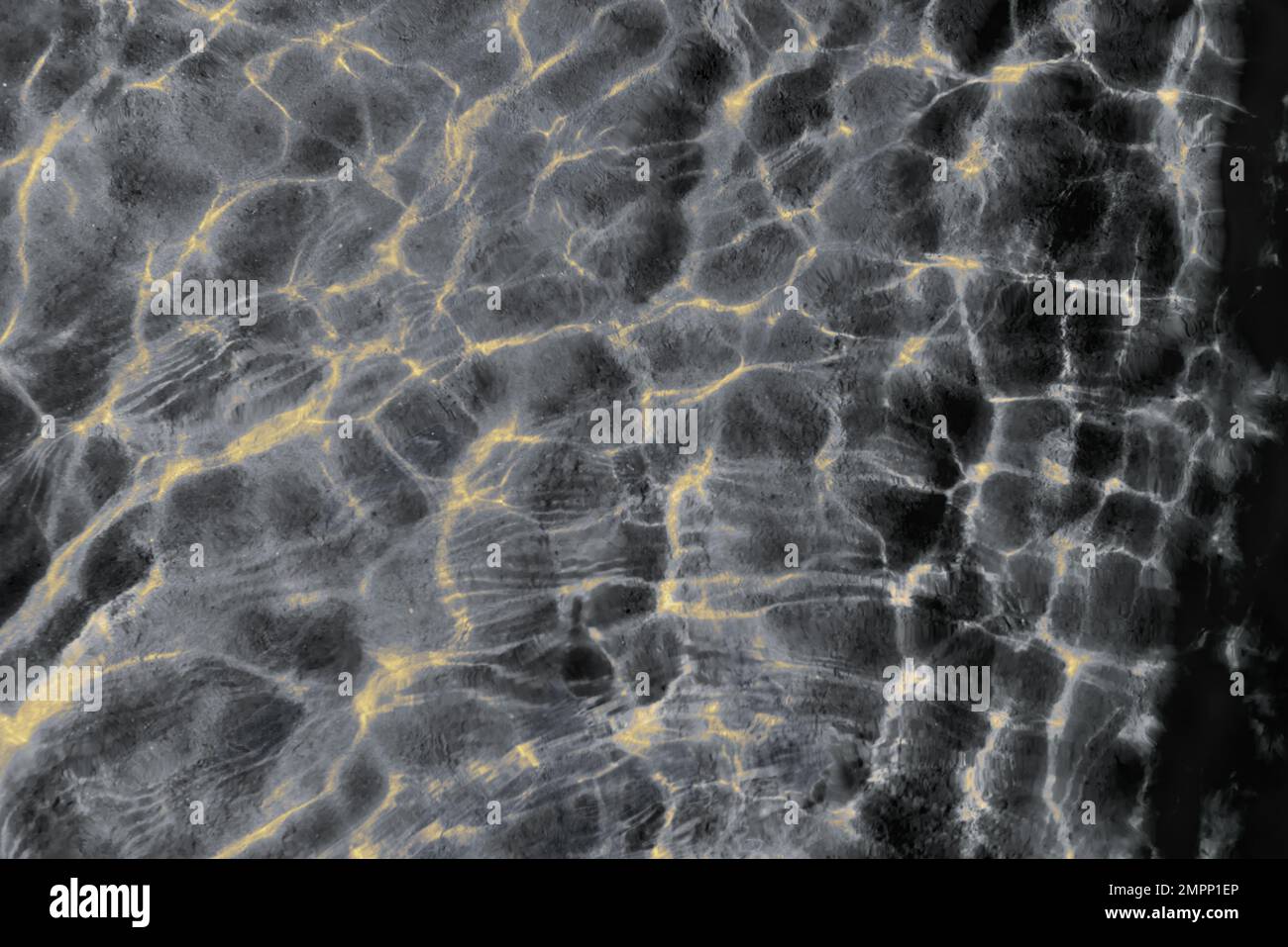 Abstract photo of a glowing water surface with dark blue light ...