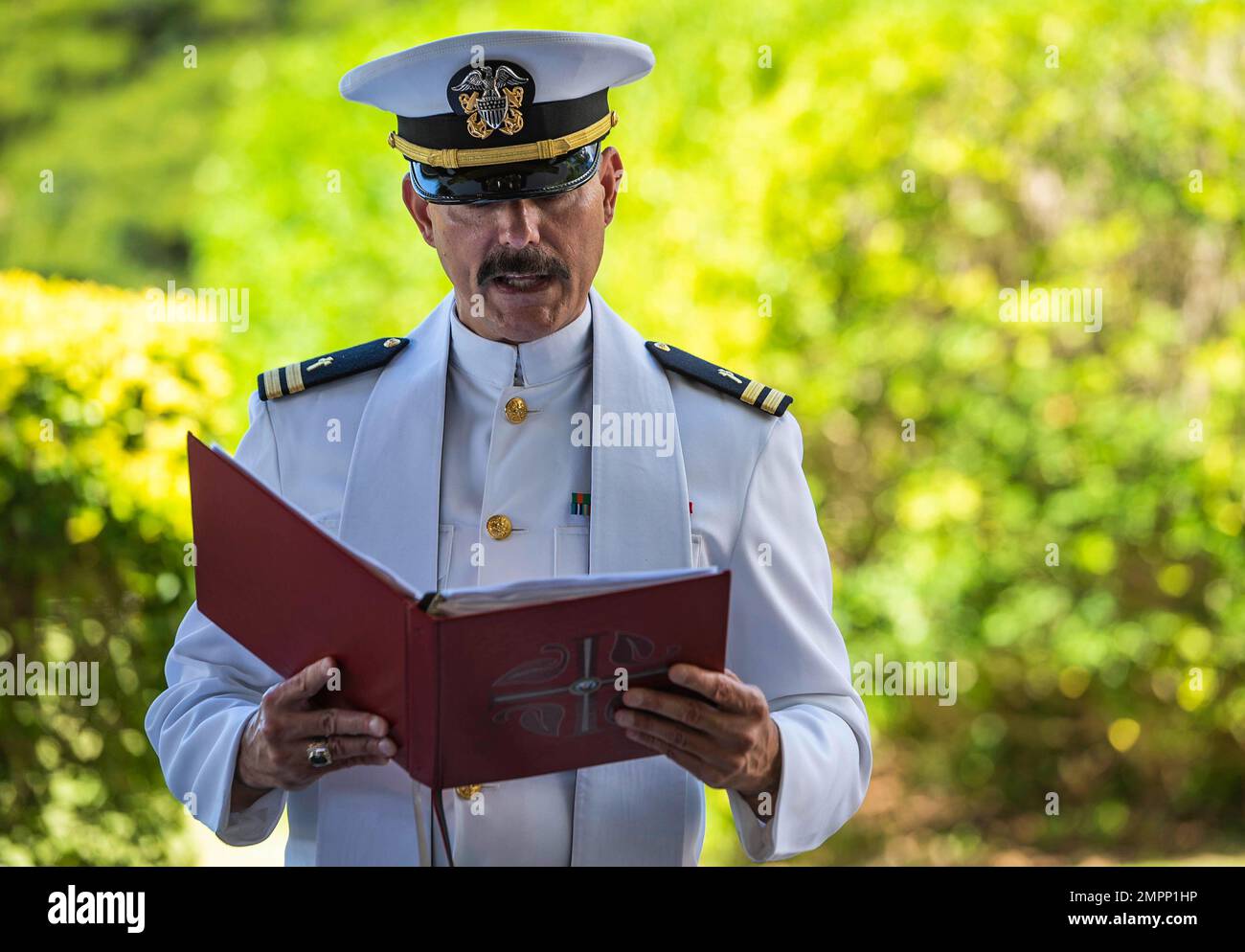 U.S. Navy Lieutenant Anthony Striffler, a chaplain assigned to the ...