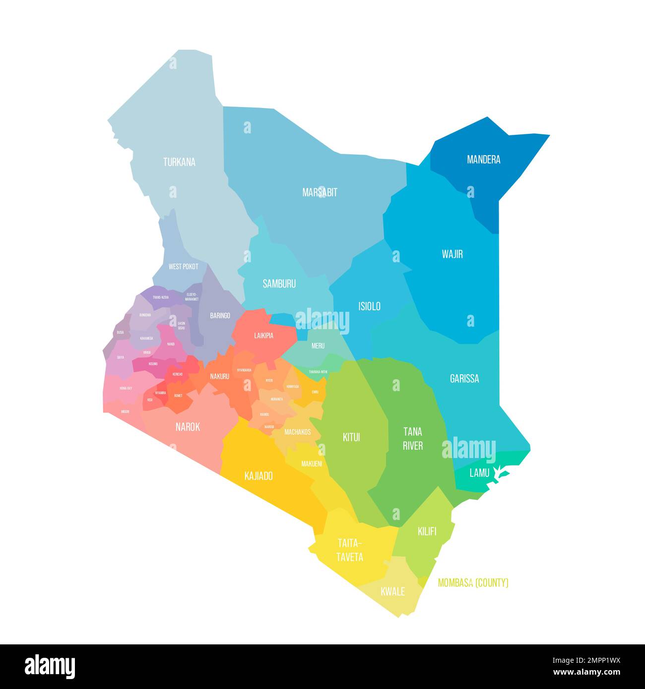 Kenya political map of administrative divisions Stock Vector Image ...