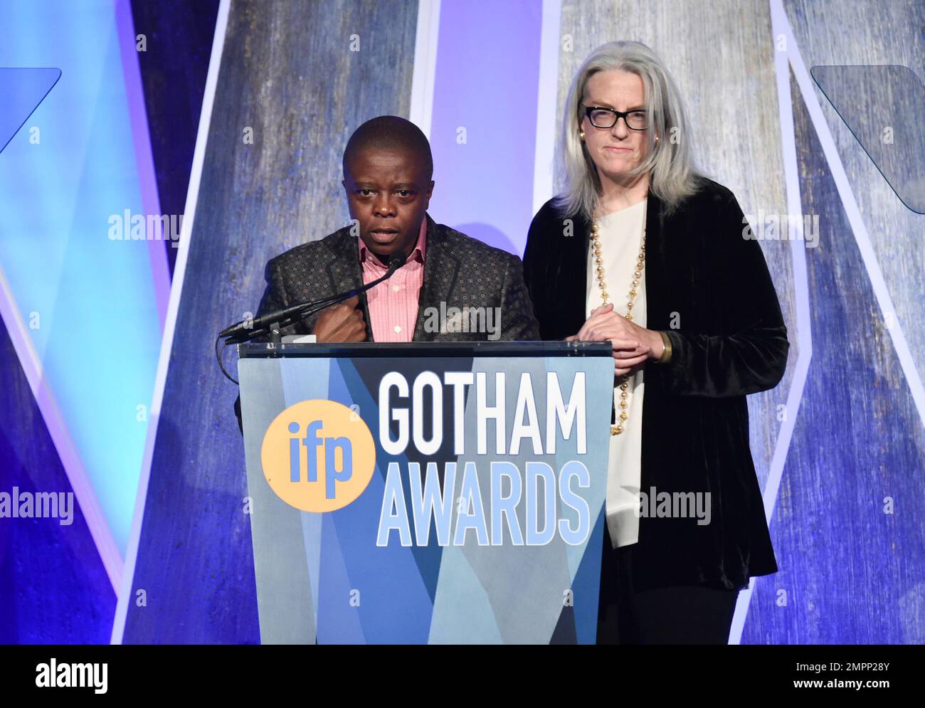 Director Yance Ford, left, and producer Joslyn Barnes accept the best ...