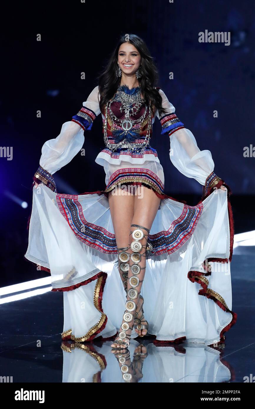 Brazilian model Bruna Lirio presents a creation during the Victoria's ...