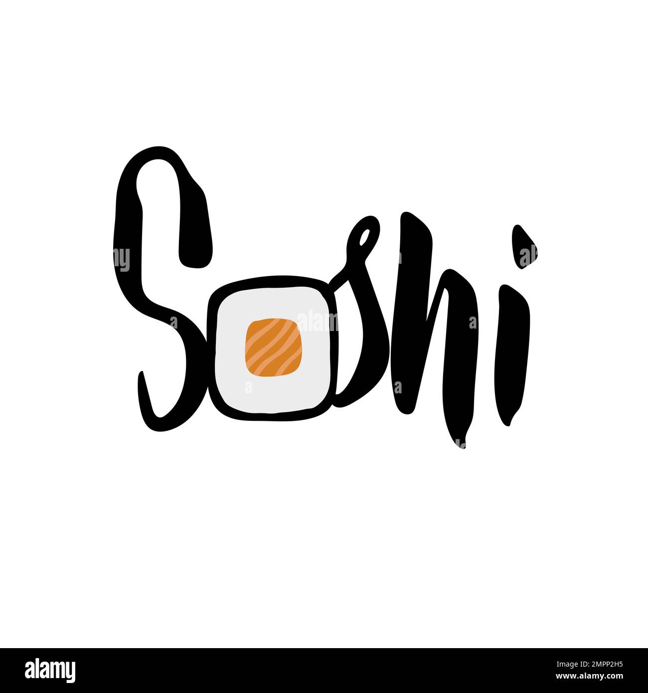 Stylized illustration of sushi logo with lettering and sushi roll Stock ...