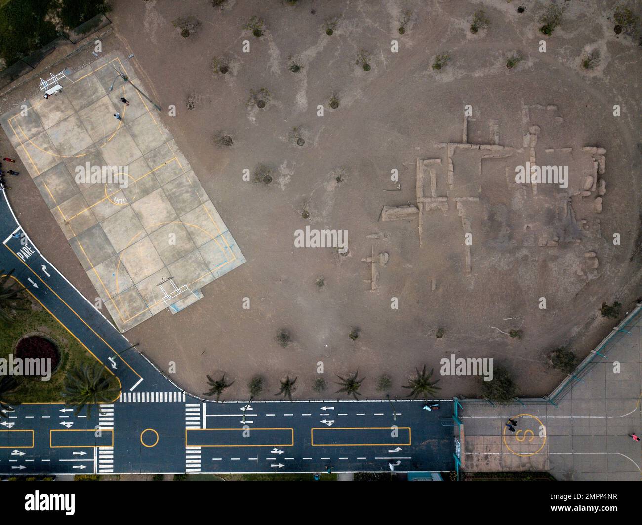 This Oct. 11, 2017 photo shows a municipal basketball court that was ...
