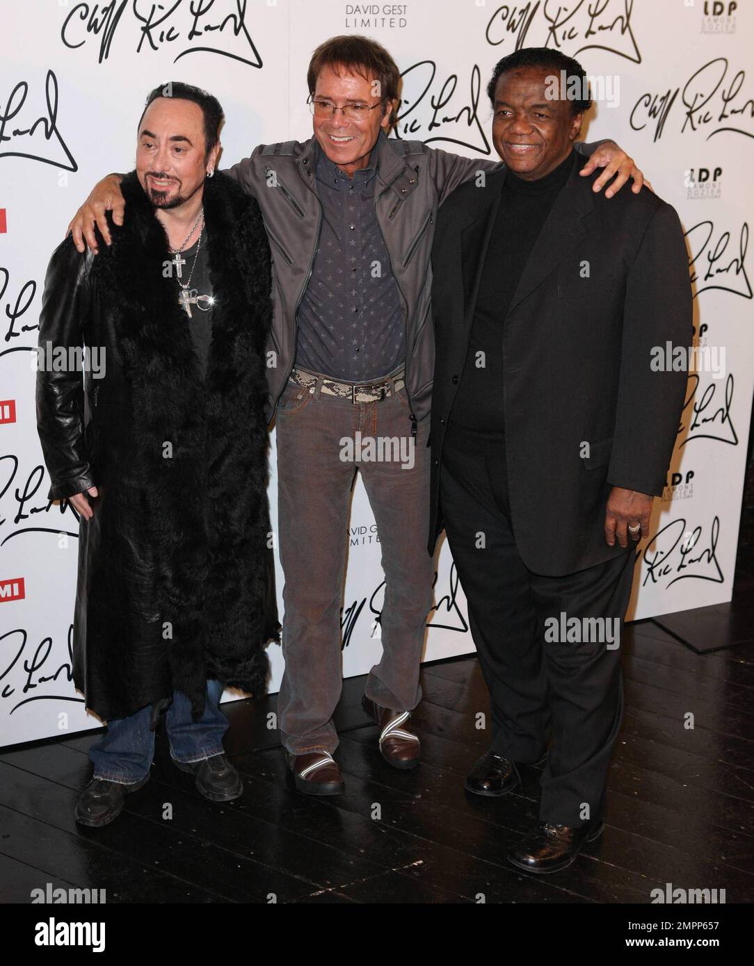 David Gest, Cliff Richard and Lamont Dozier pose for photographers at a ...