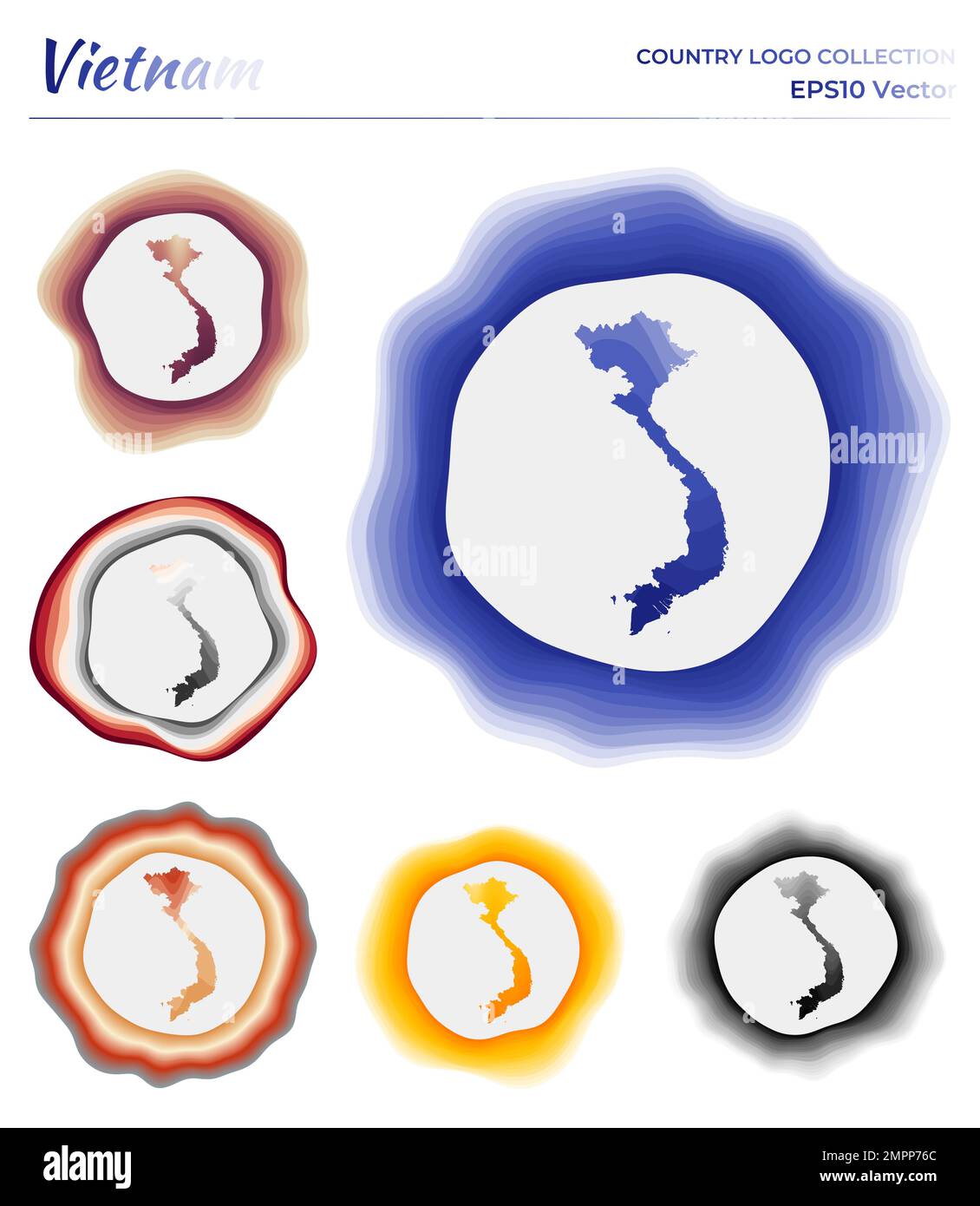 Vietnam logo collection. Colorful badge of the country. Layers around ...
