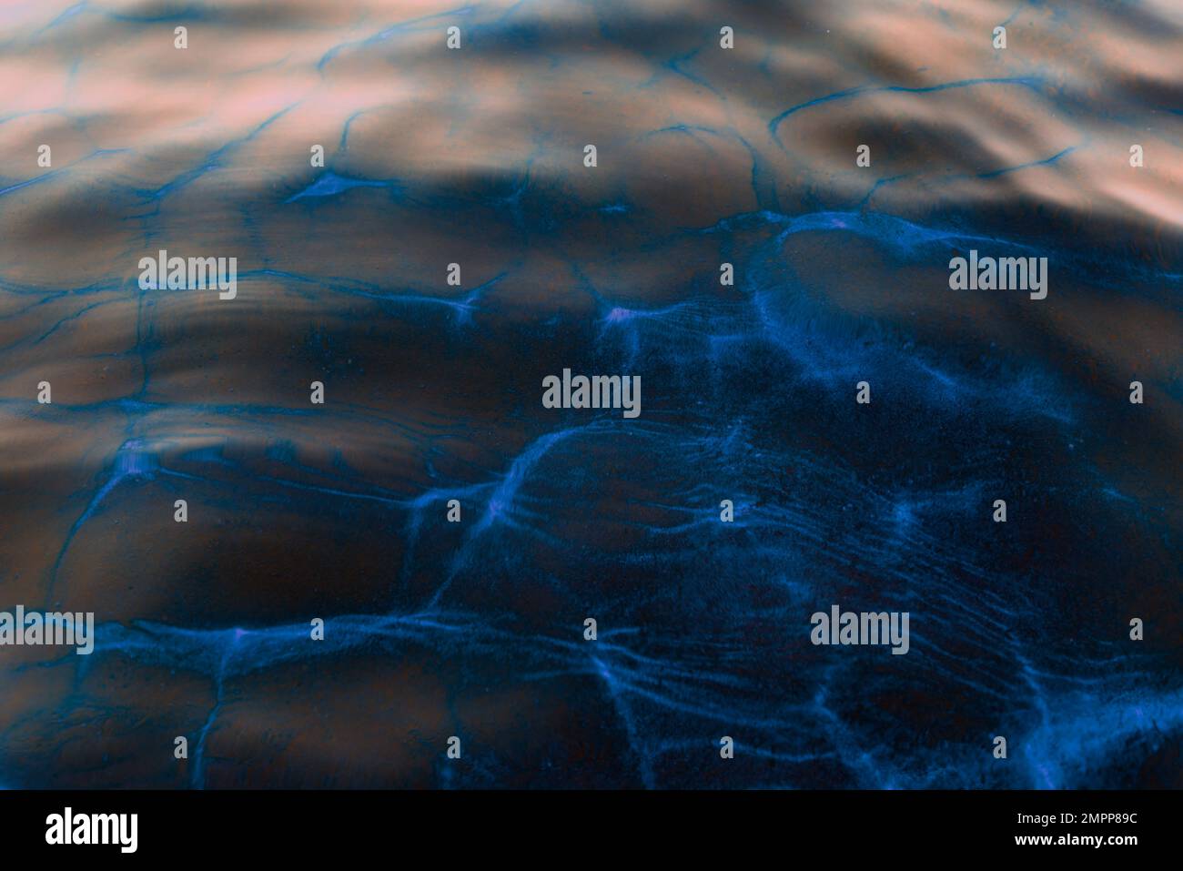 Abstract photo of the glow of the surface of transparent water with the ...