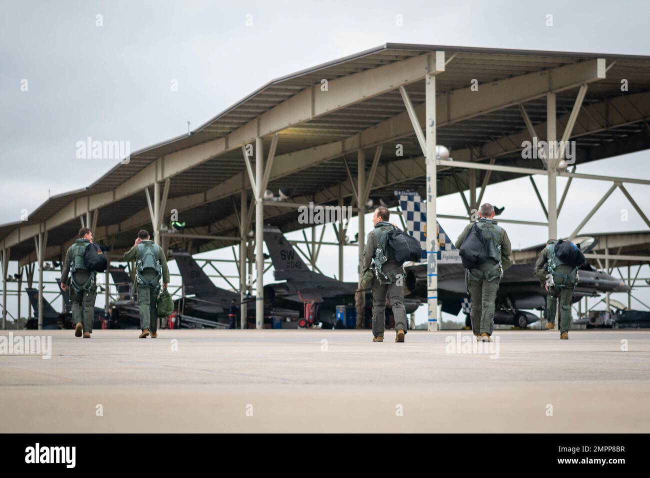 U.S. Air Force 55th Fighter Squadron (FS) pilots approach the ...