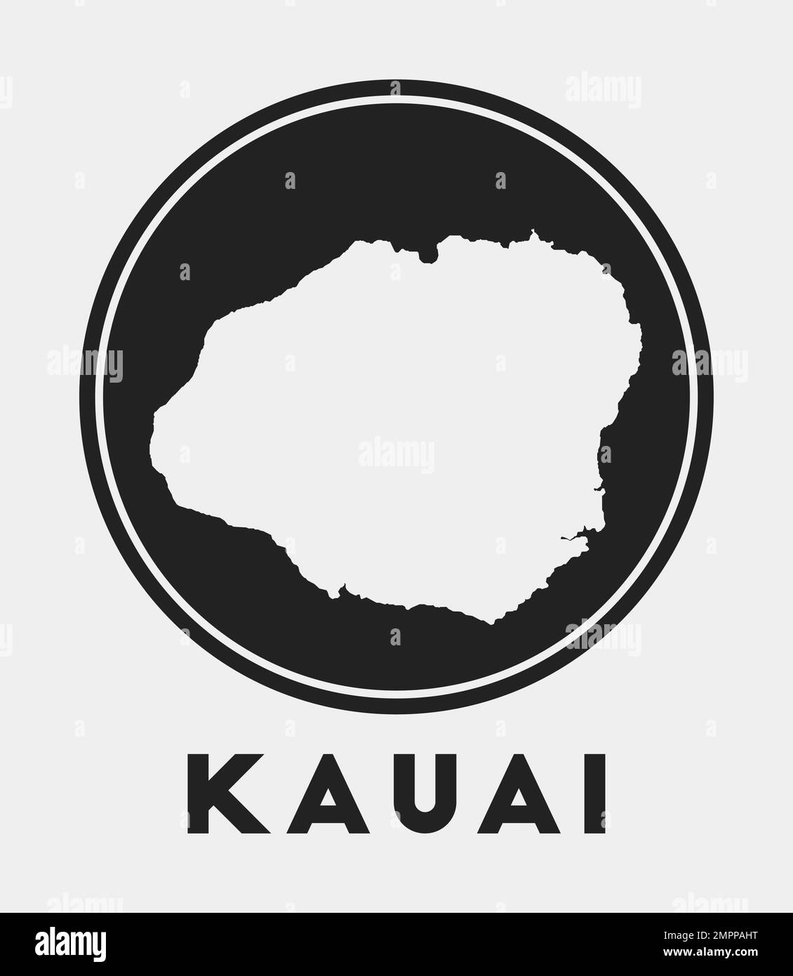 Kauai Icon Round Logo With Island Map And Title Stylish Kauai Badge With Map Vector