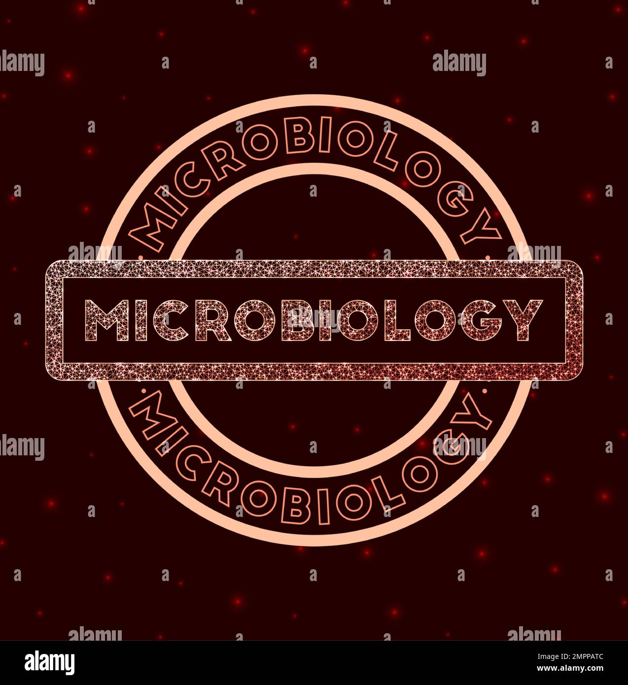 Microbiology badge. Glowing geometric round microbiology sign. Vector ...