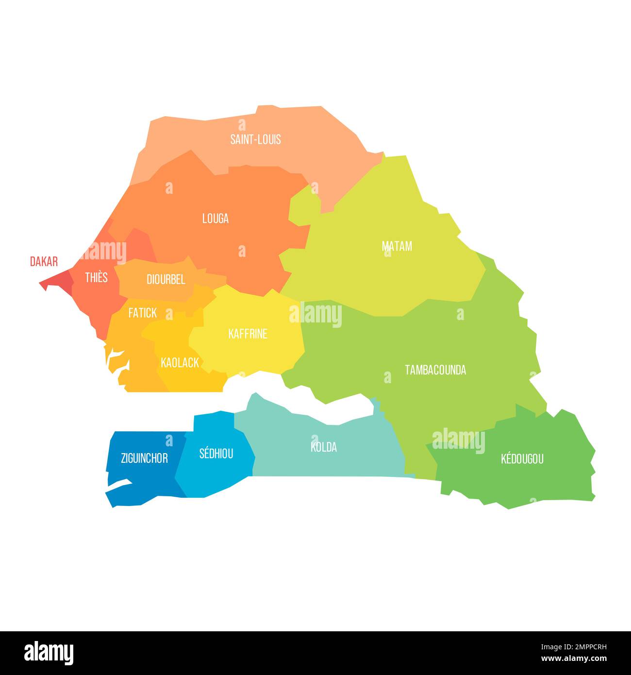 Senegal political map of administrative divisions Stock Vector Image ...