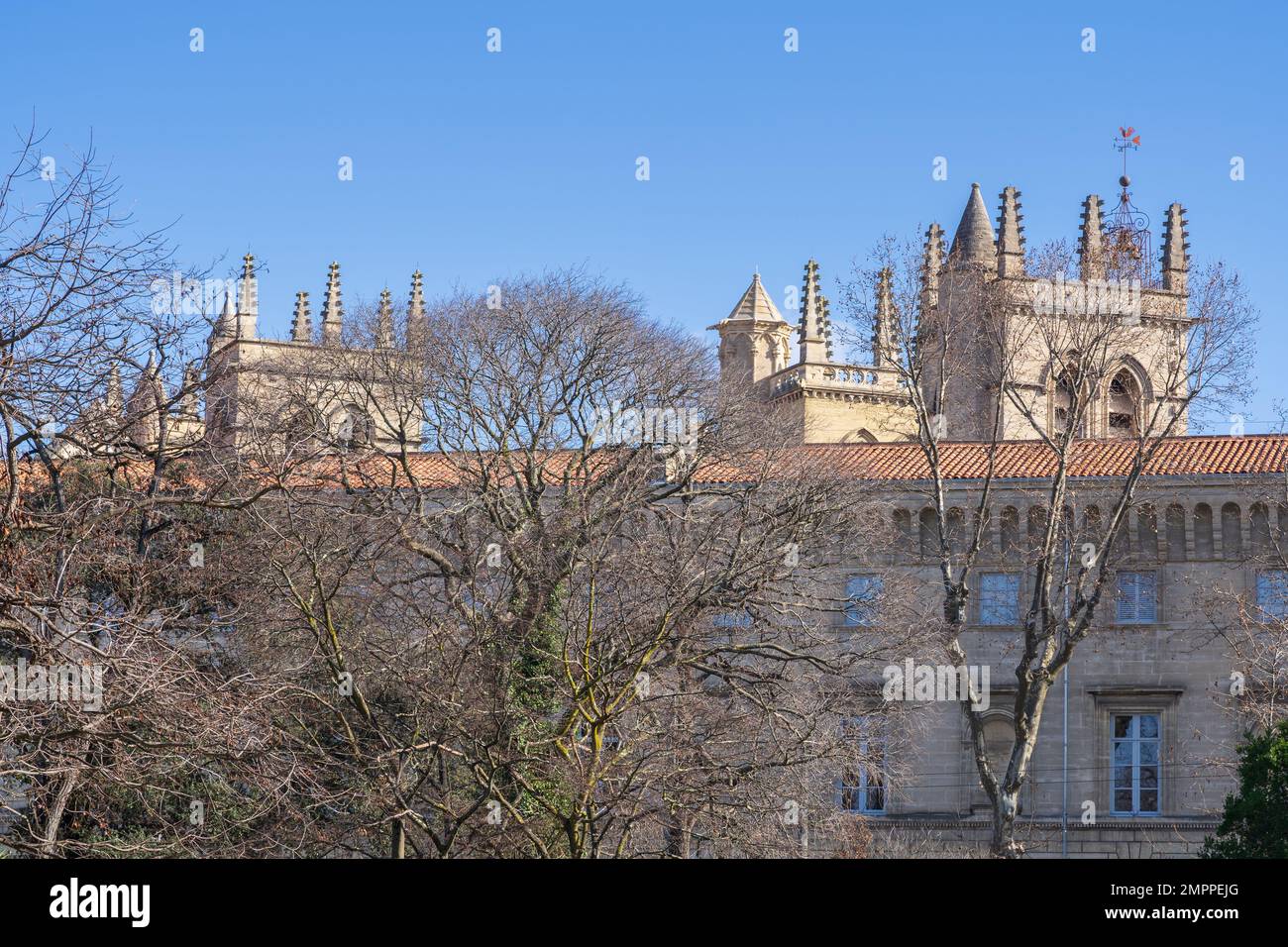 Landscape view on the bell towers of St Peter or St Pierre medieval ...