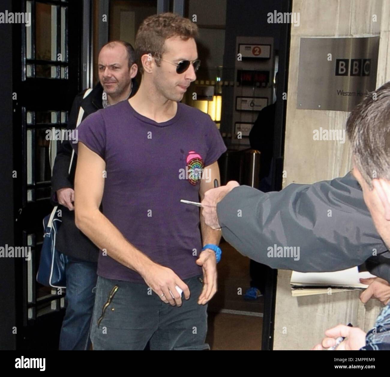 "Coldplay's" frontman Chris Martin was seen outside of BBC Radio 2 in a ...