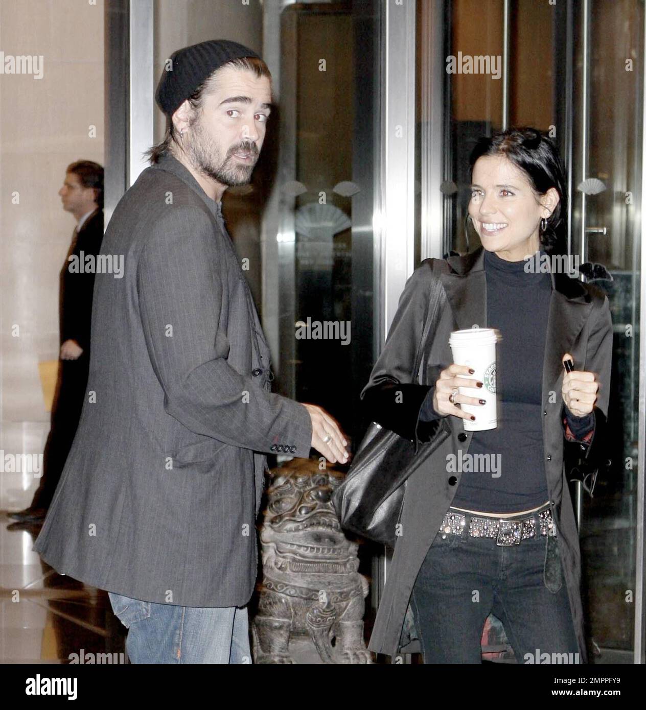 Exclusive!! Colin Farrell chats with his sister, Claudine as they leave ...
