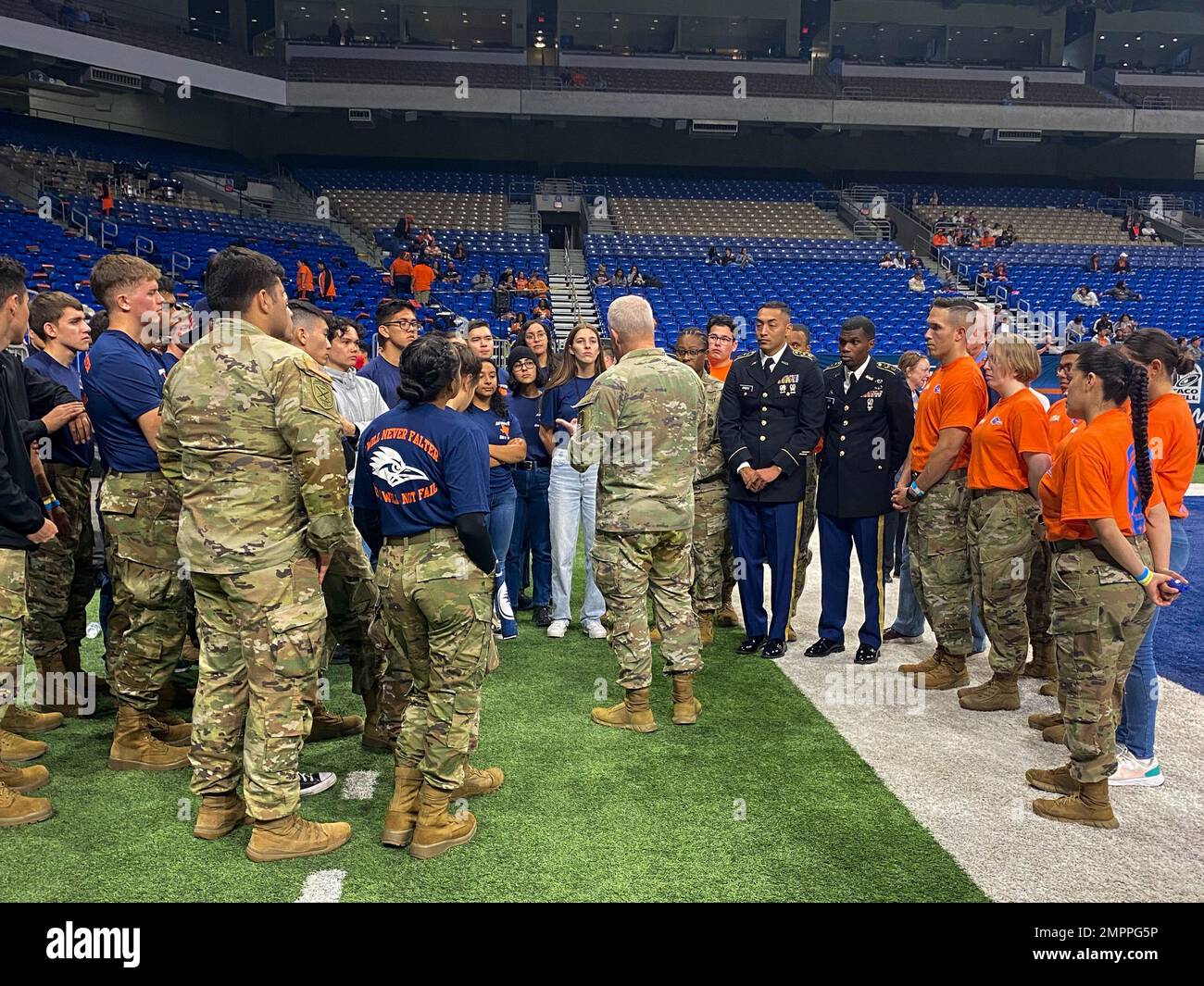 U.S. Army Lt. Gen. John R. Evans speaks to University of Texas at San Antonio Reserve Officers ...