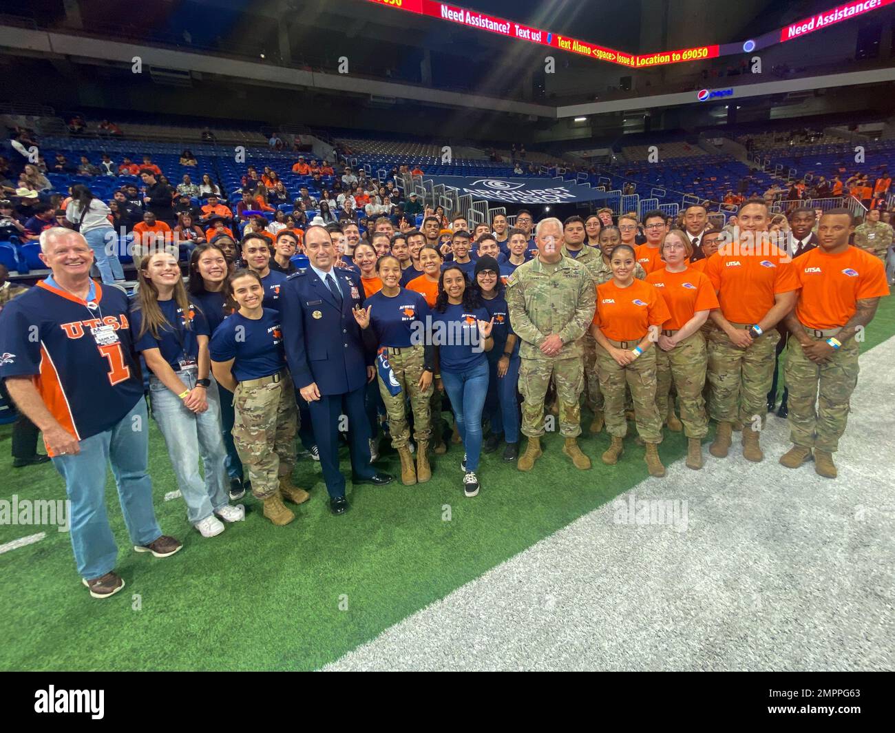 U.S. Army Lt. Gen. John R. Evans stands with University of Texas at San ...