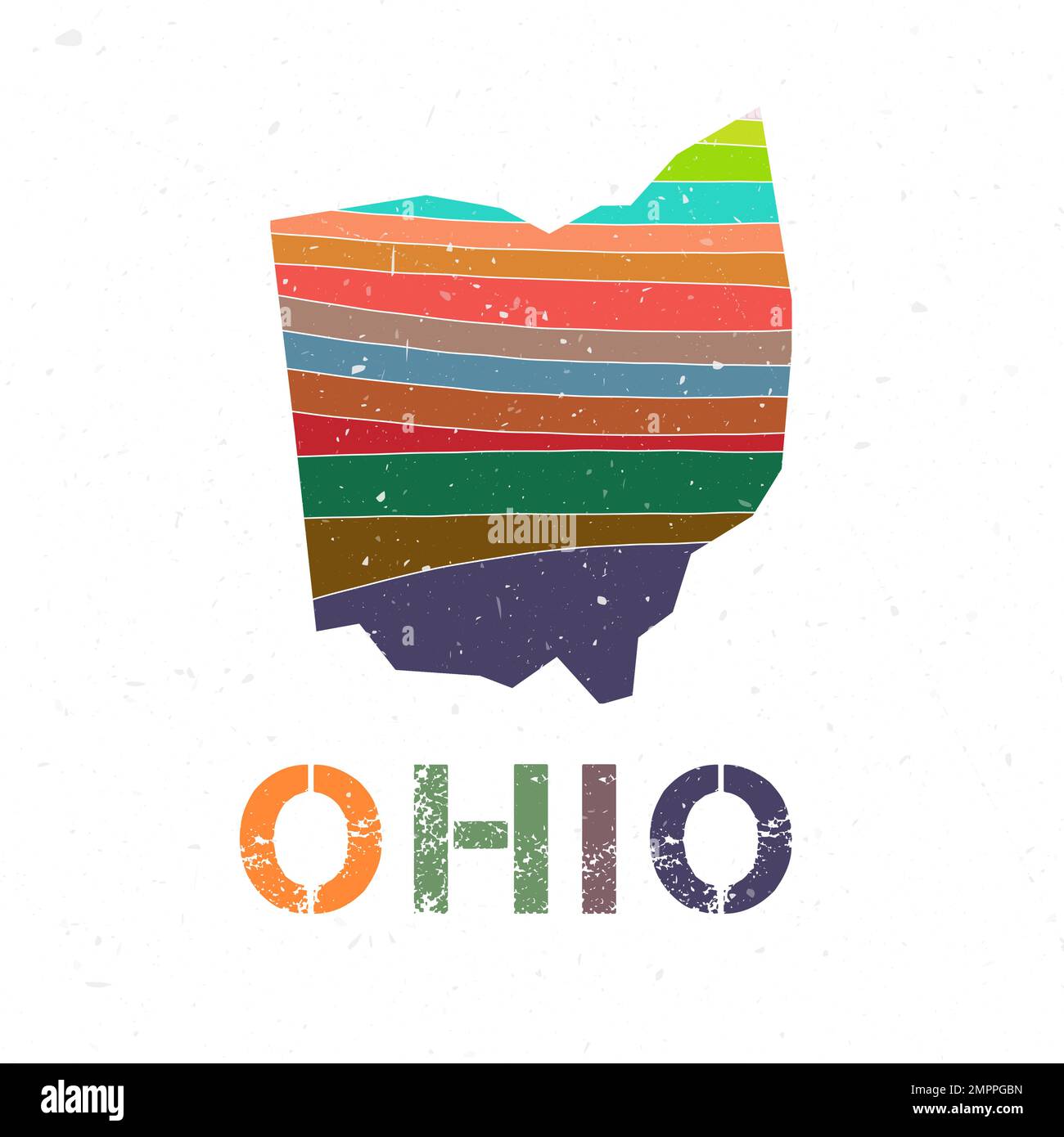 Ohio map design. Shape of the US state with beautiful geometric waves ...