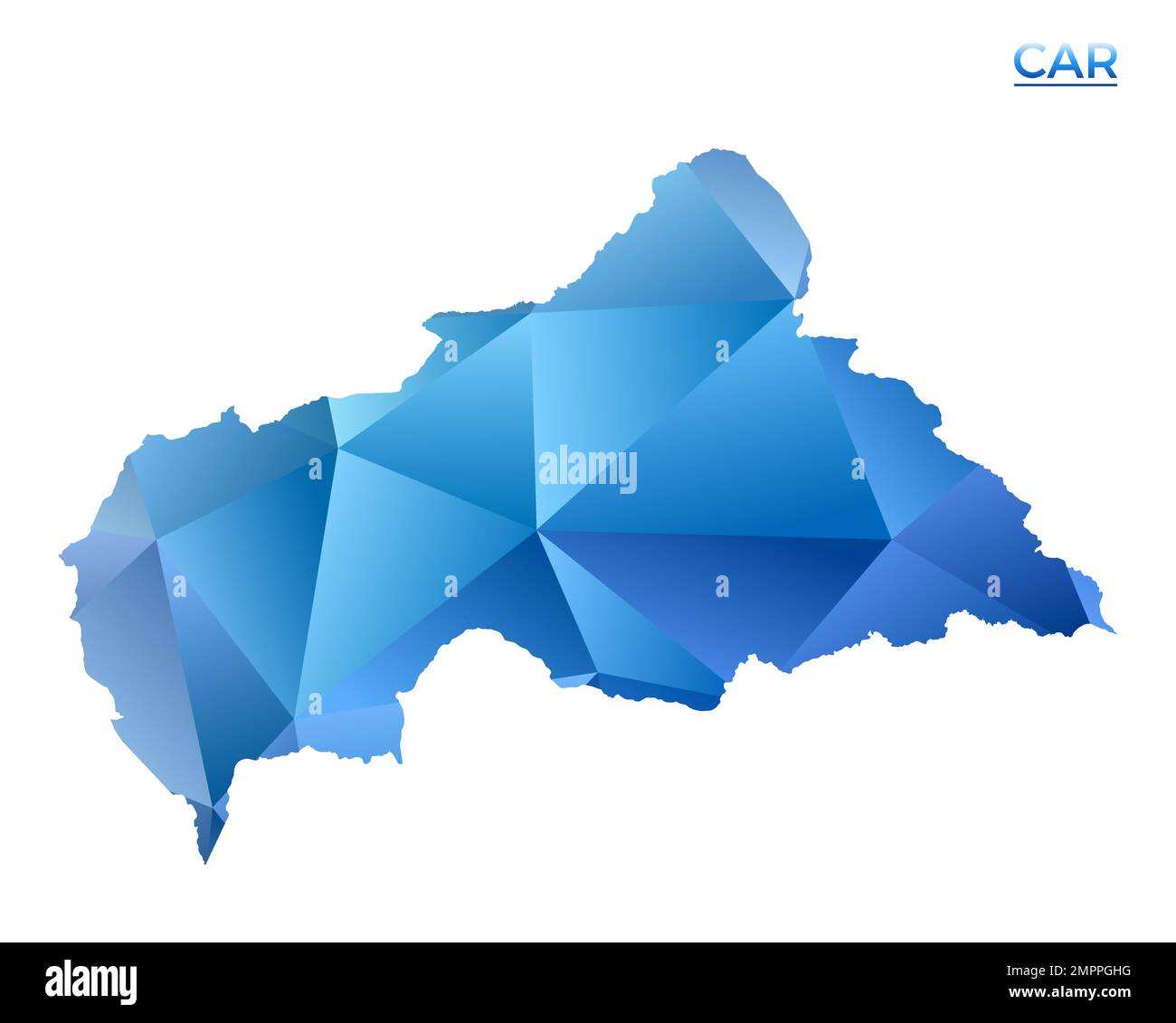 Vector polygonal CAR map. Vibrant geometric country in low poly style ...