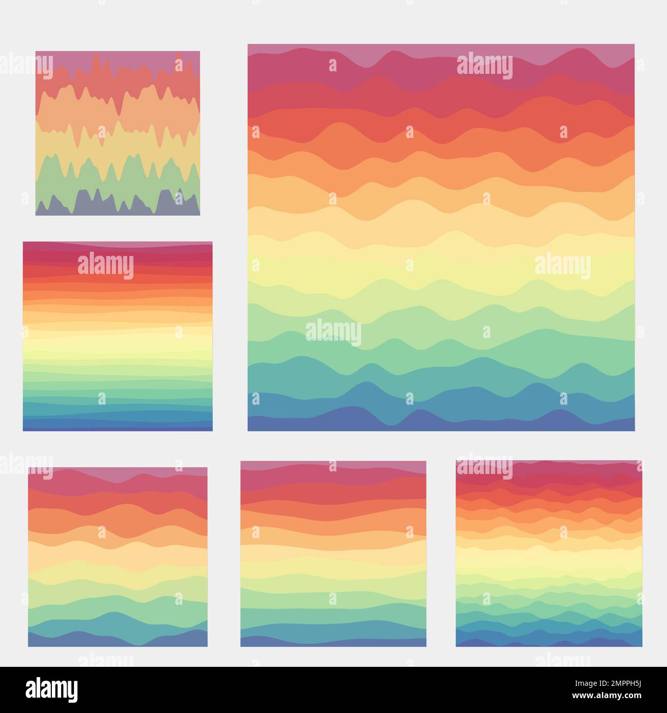 Abstract waves background collection. Curves in spectral colors. Trendy ...