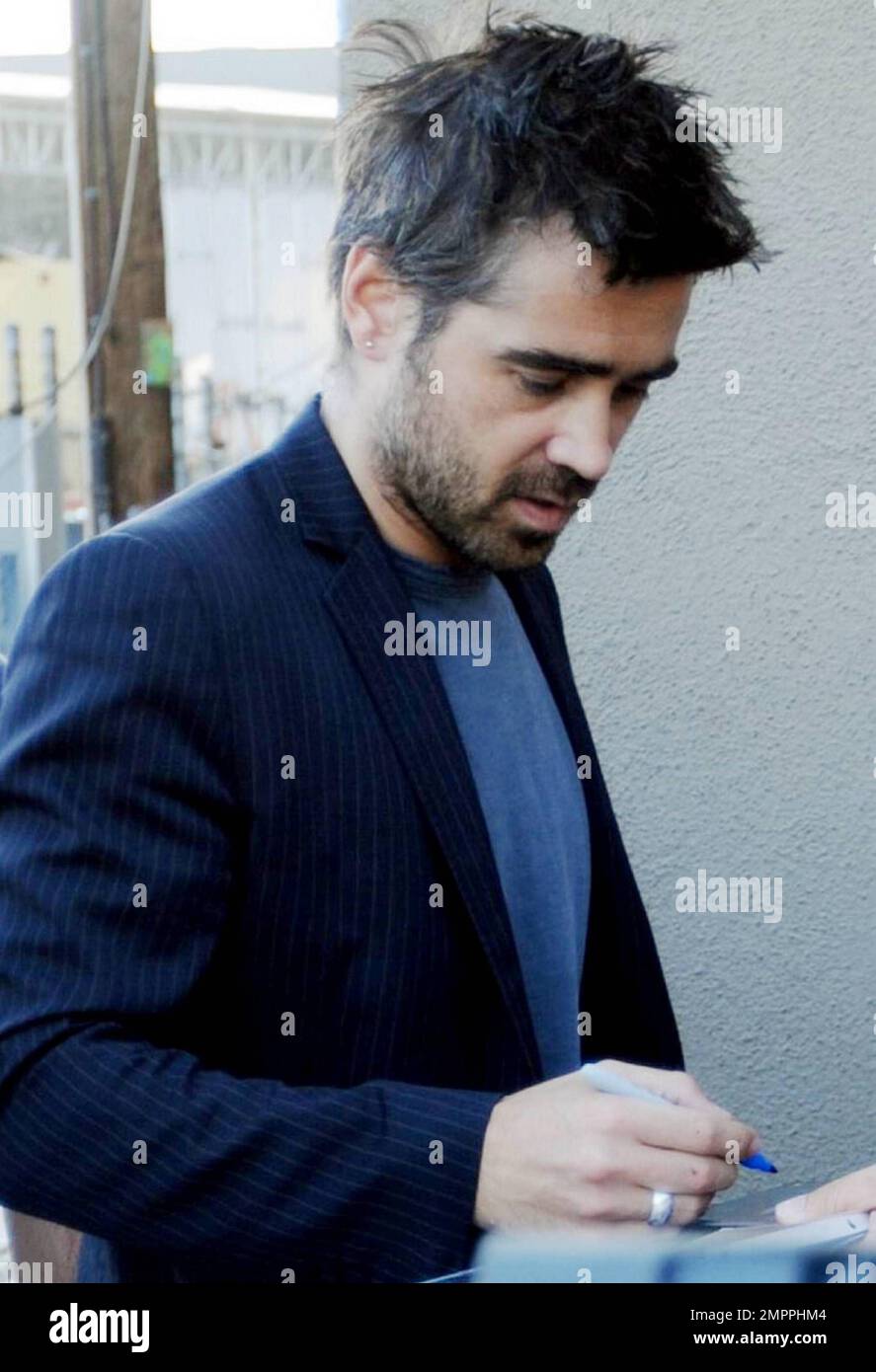 Irish bad boy, actor Colin Farrell arrives via the back door at the ...