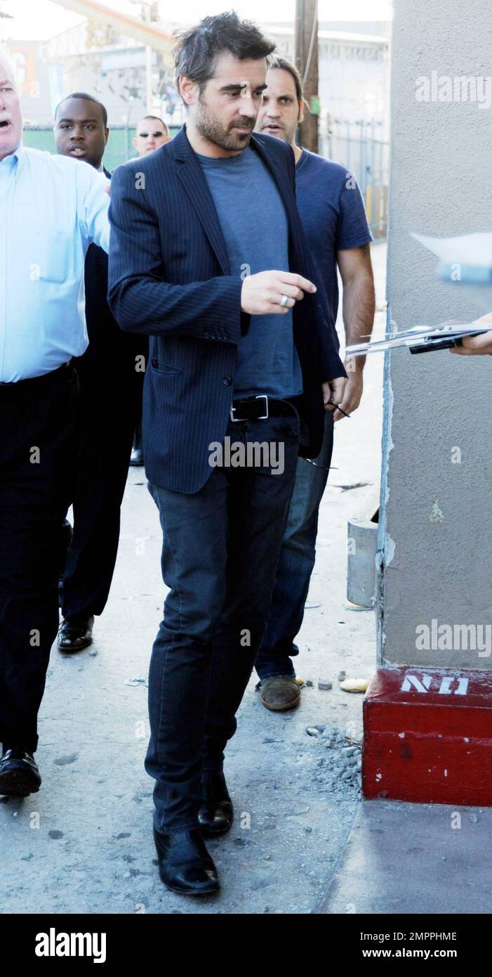 Irish bad boy, actor Colin Farrell arrives via the back door at the ...