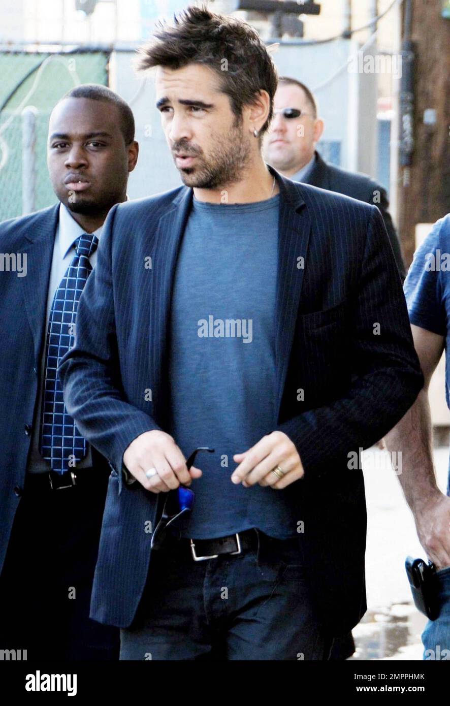 Irish bad boy, actor Colin Farrell arrives via the back door at the ...