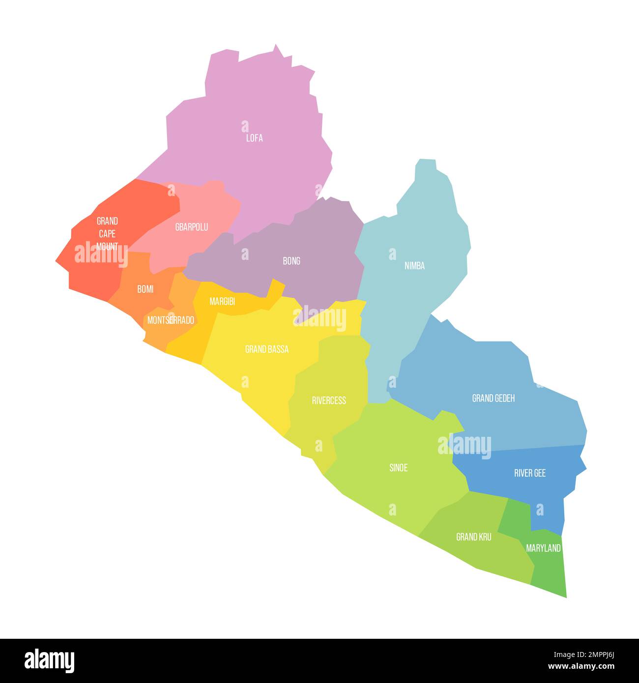Liberia political map of administrative divisions Stock Vector Image ...