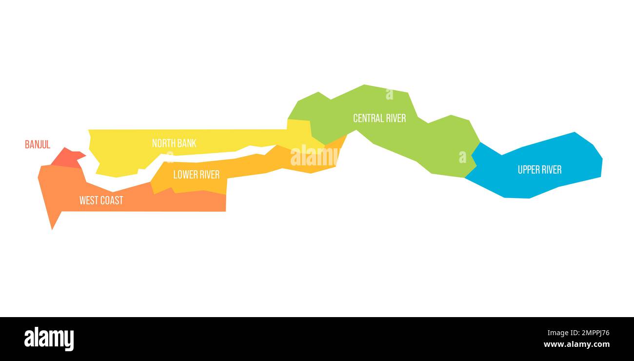 The Gambia political map of administrative divisions Stock Vector Image ...