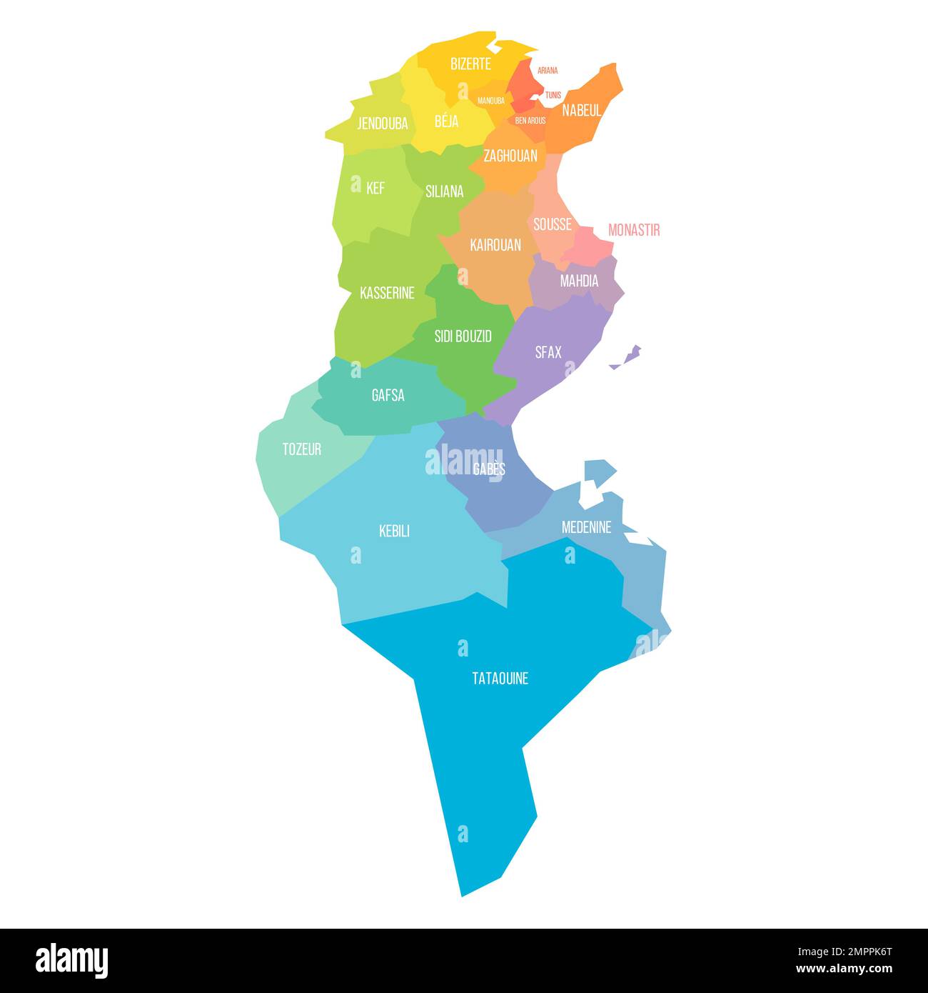 Tunisia political map of administrative divisions Stock Vector Image ...