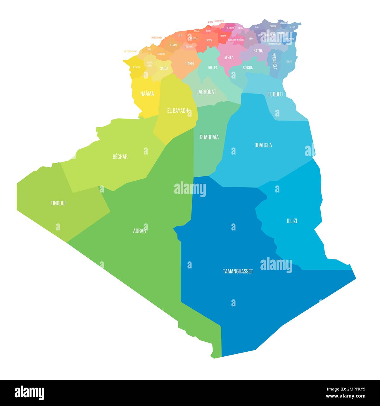 Algeria political map of administrative divisions Stock Vector Image ...