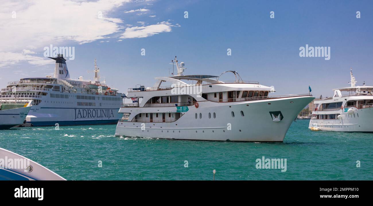 SPLIT, CROATIA, EUROPE - Cruise ship and ferry in Split marina Stock ...