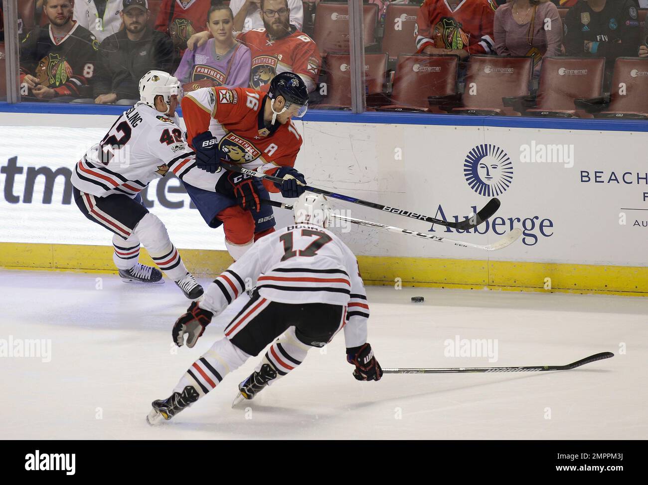 Chicago Blackhawks defenseman Gustav Forsling (42), left wing Lance ...