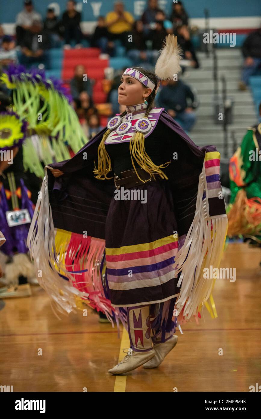 Native American from the Shoshone-Paiute Tribes participate in a Pow ...