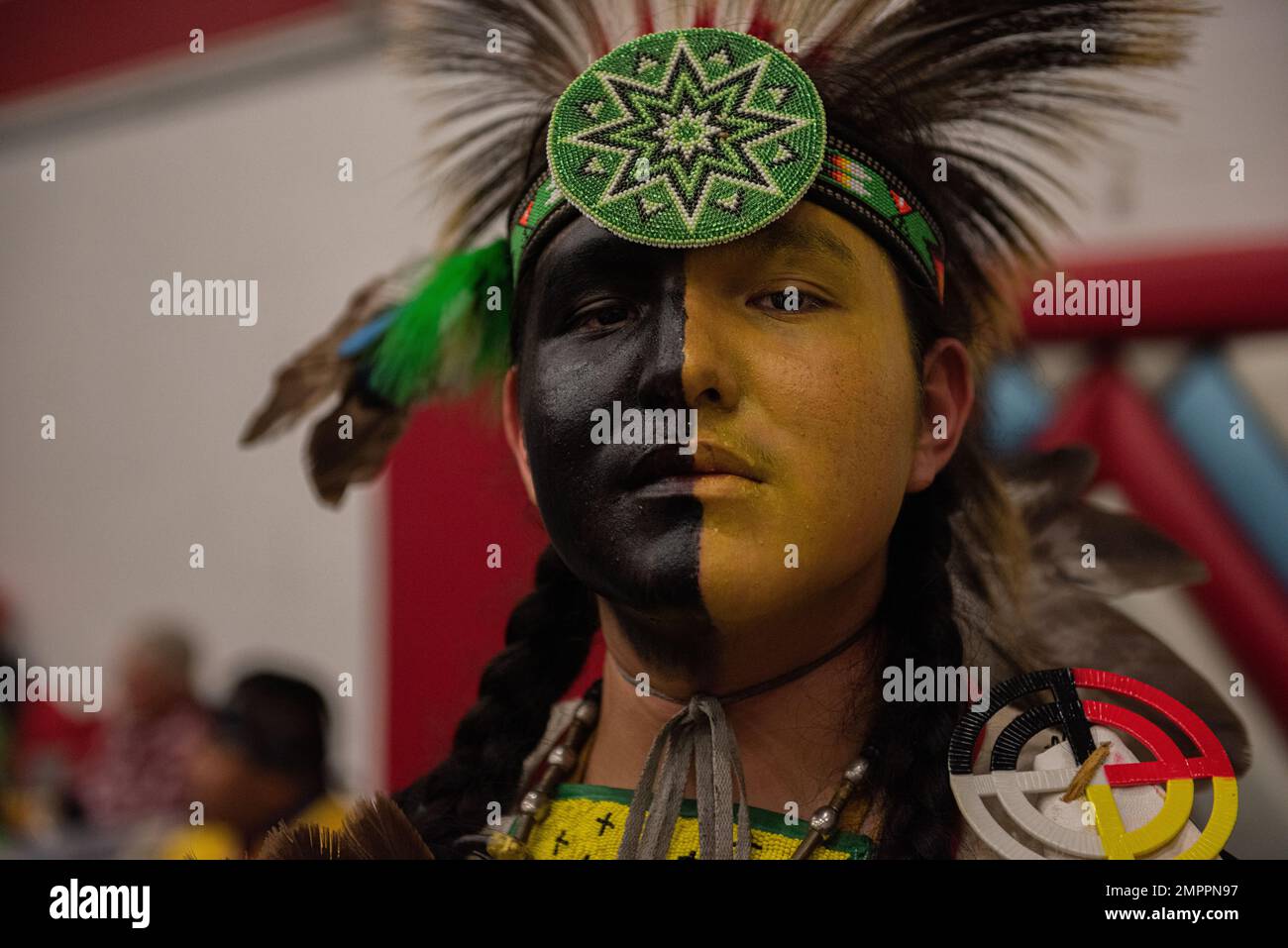 Native American from the Shoshone-Paiute Tribes participate in a Pow ...