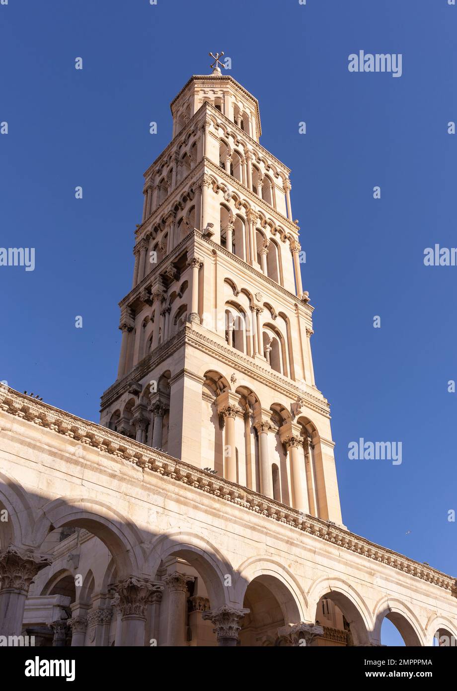 SPLIT, CROATIA, EUROPE - The Romanesque bell tower of the Cathedral of ...