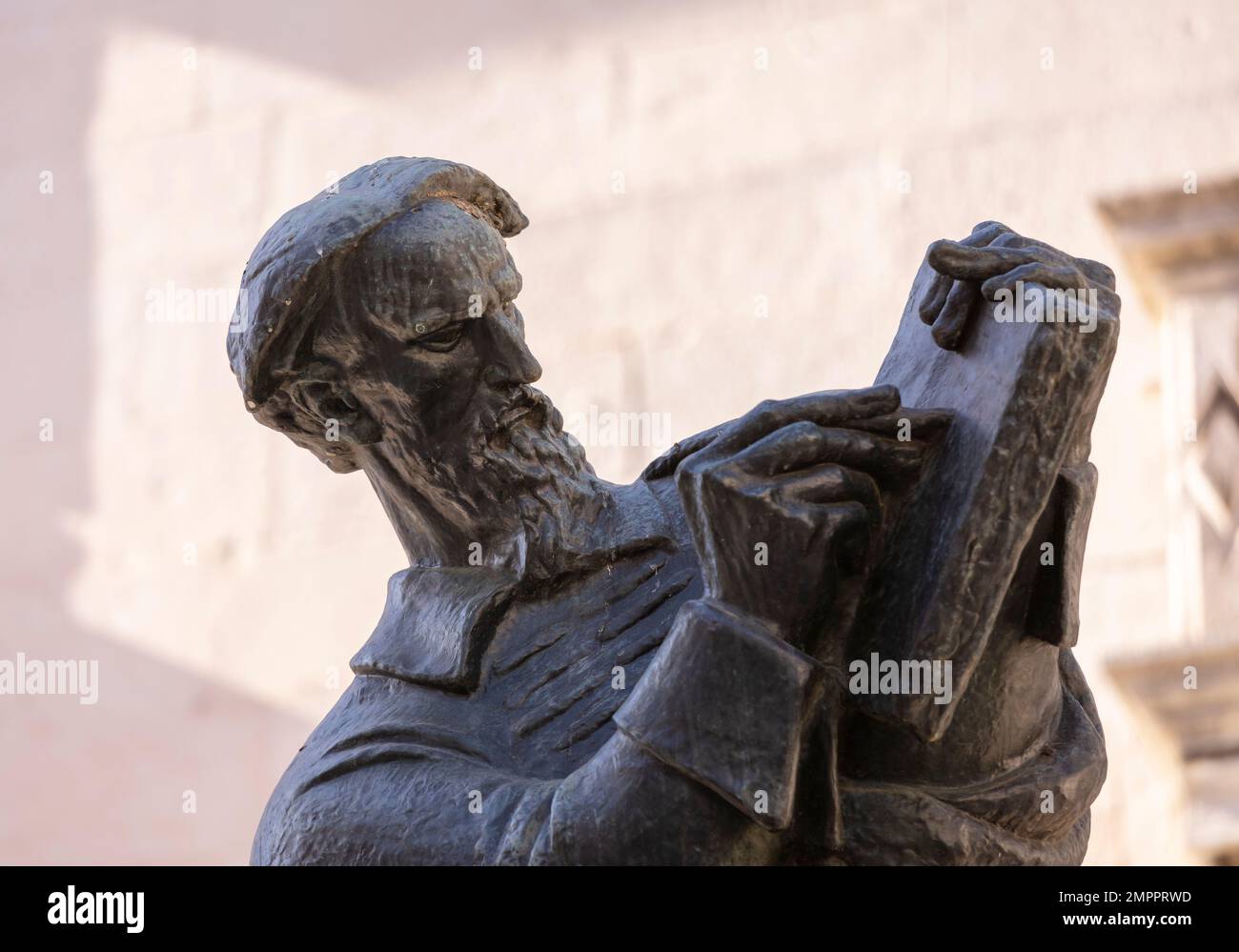 SPLIT, CROATIA, EUROPE - Statue of Marko Marulic, Croatian poet, in old ...