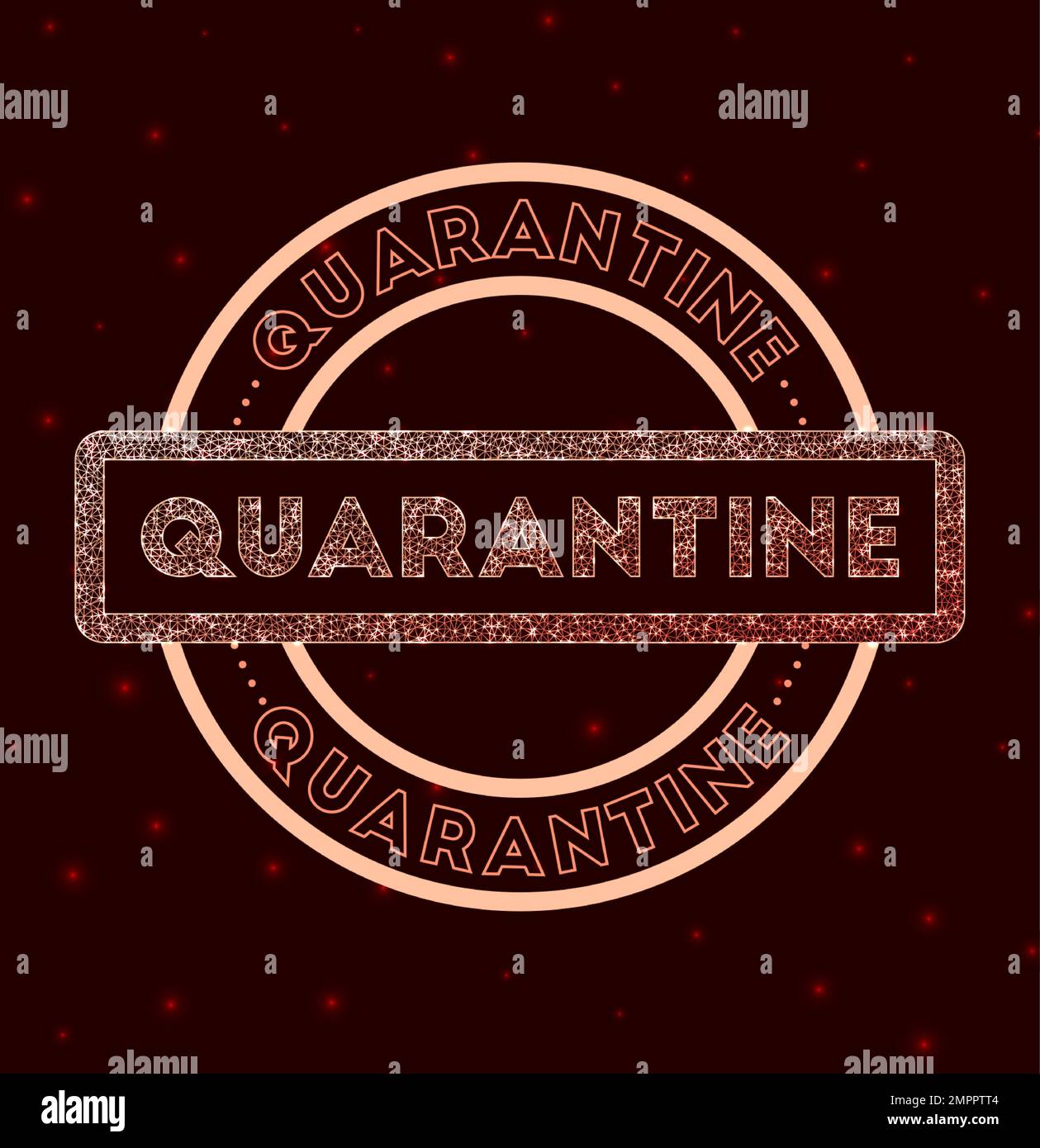 Quarantine badge. Glowing geometric round quarantine sign. Vector ...