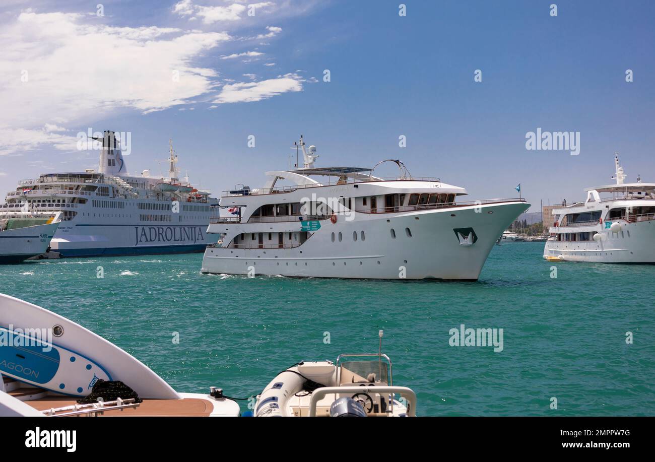 SPLIT, CROATIA, EUROPE - Cruise ship and ferry in Split marina Stock ...
