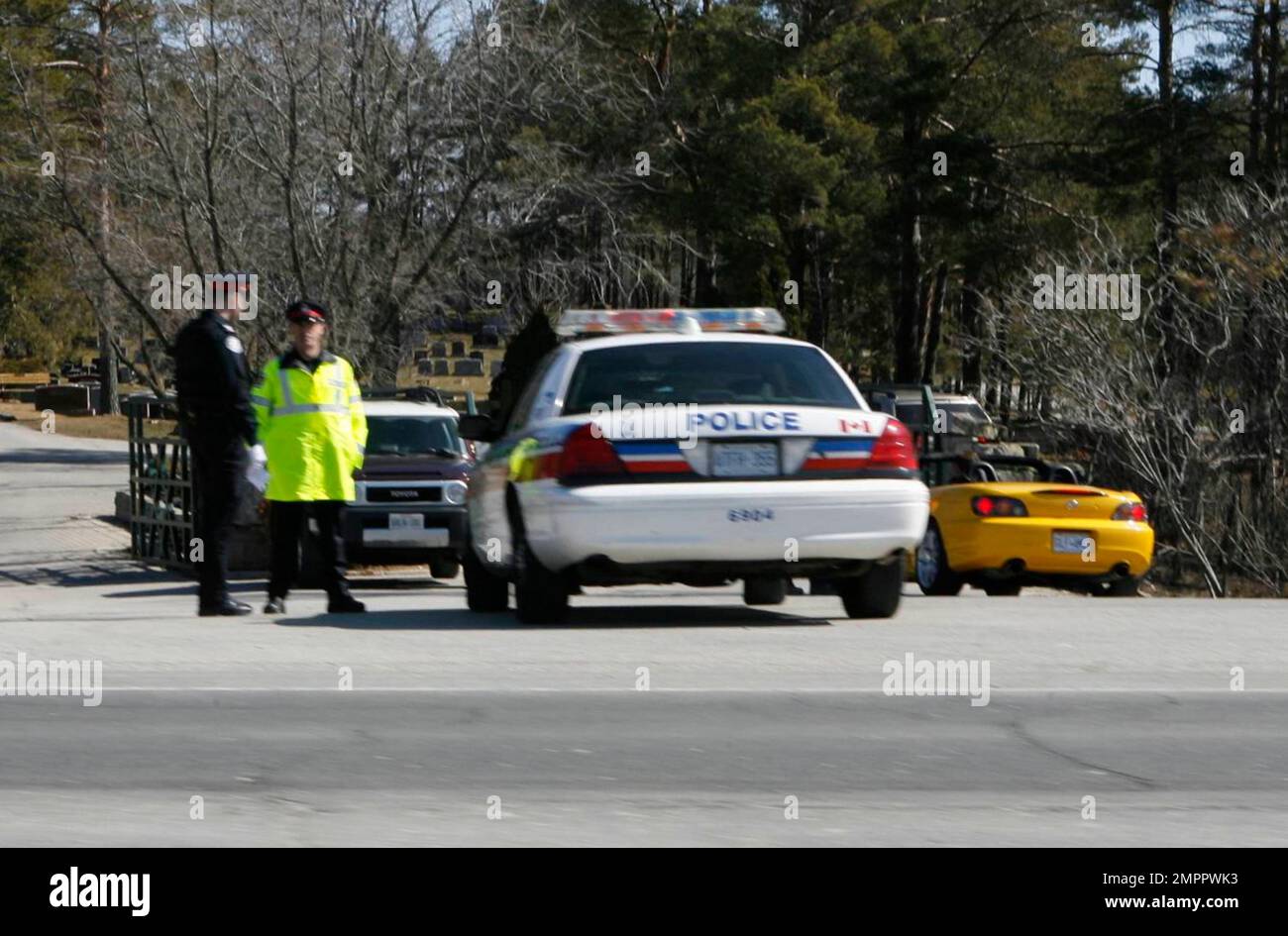 Family and friends gather outside Steeles Memorial Chapel after actor ...