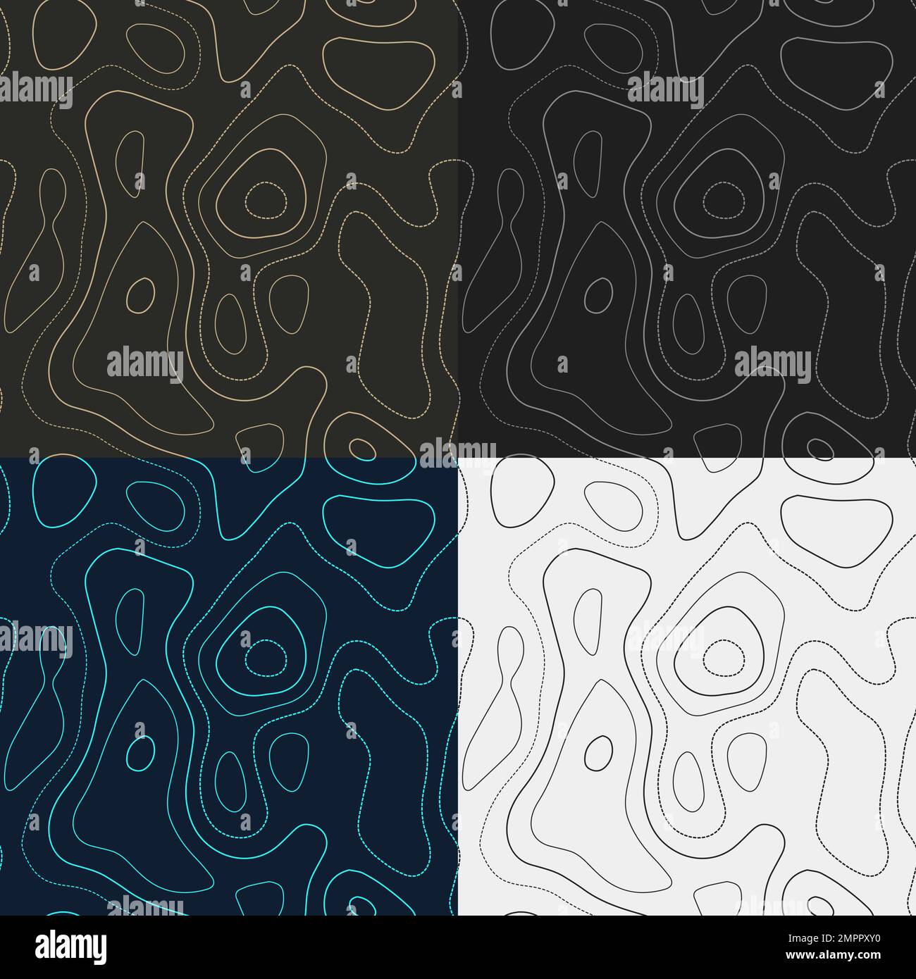 Topography patterns. Seamless elevation map tiles. Astonishing isoline ...