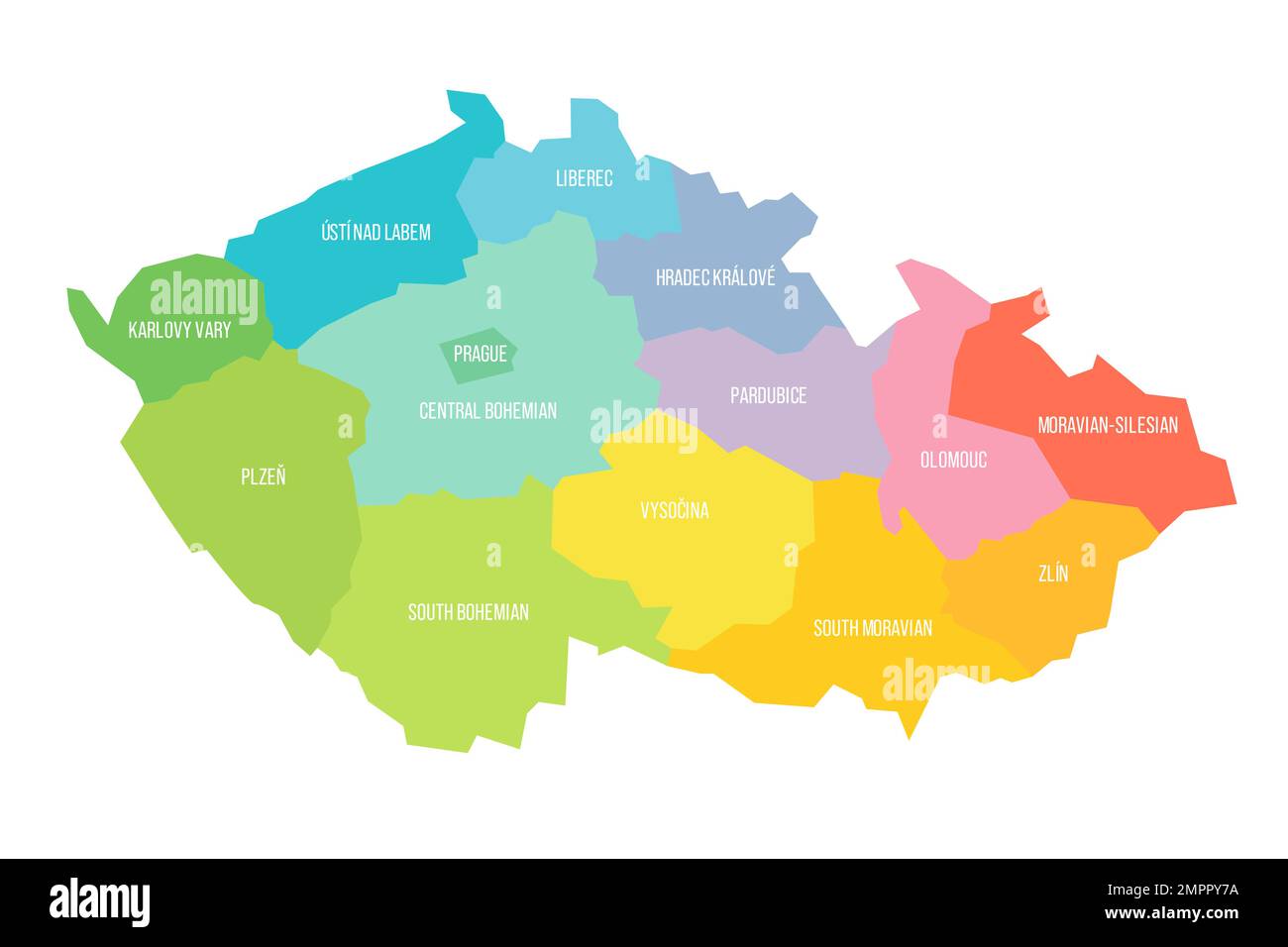 Czech Republic political map of administrative divisions Stock Vector ...
