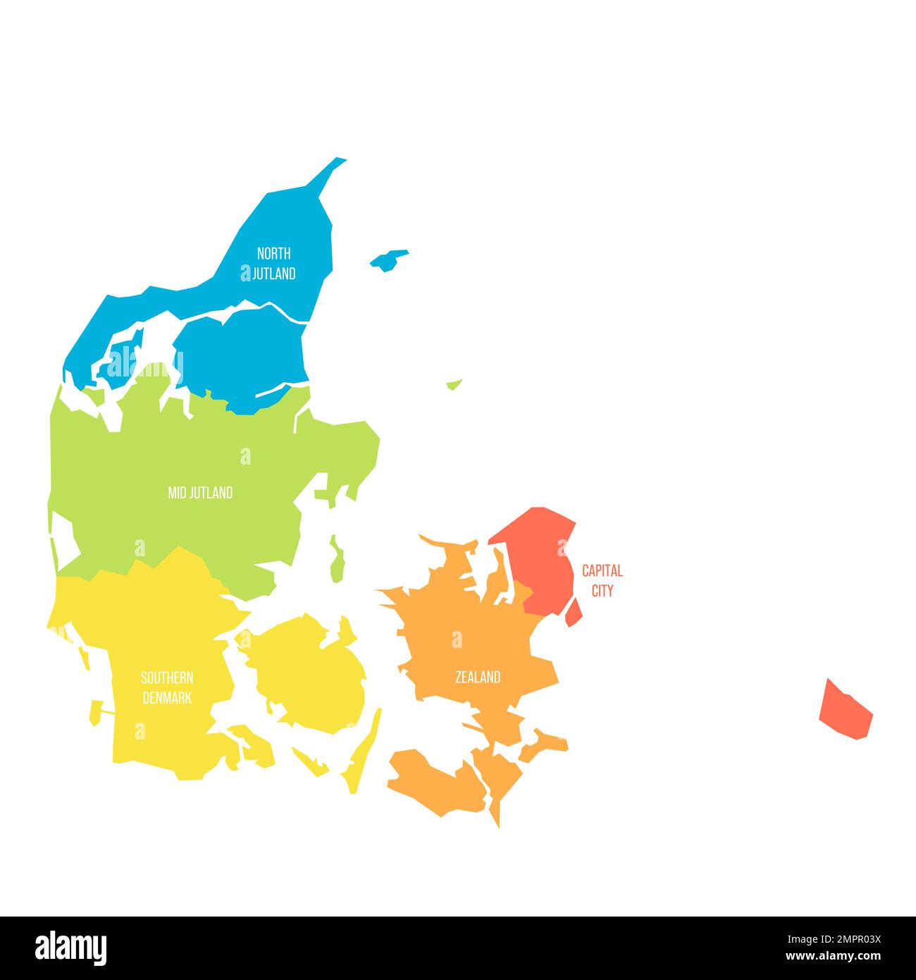 Denmark political map of administrative divisions Stock Vector Image ...