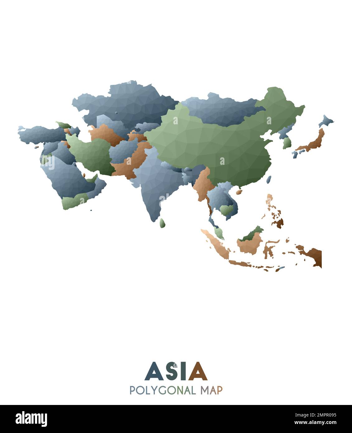 Asia Map. Actual low poly style continent map. Elegant vector ...