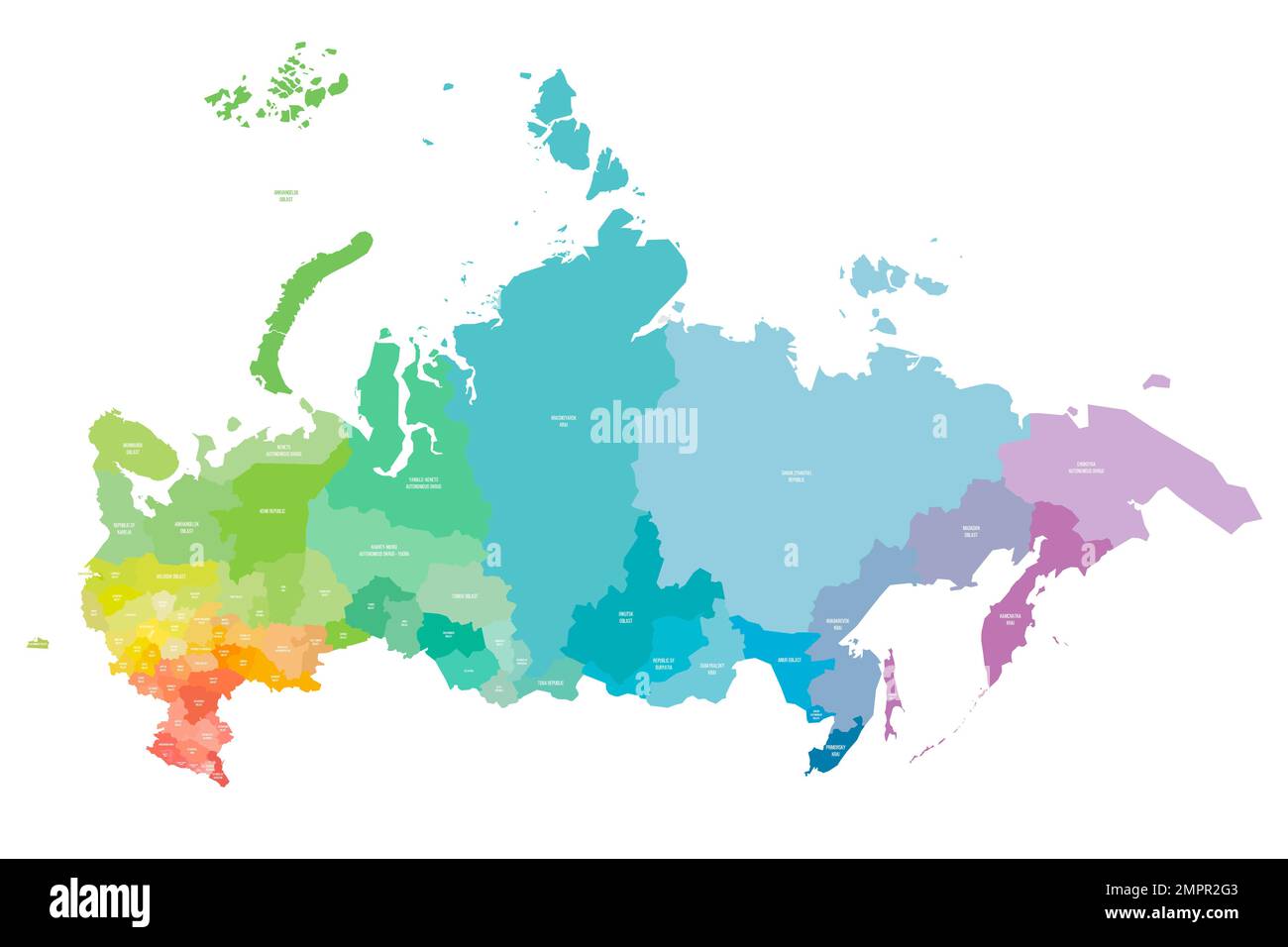 Russia political map of administrative divisions Stock Vector Image ...